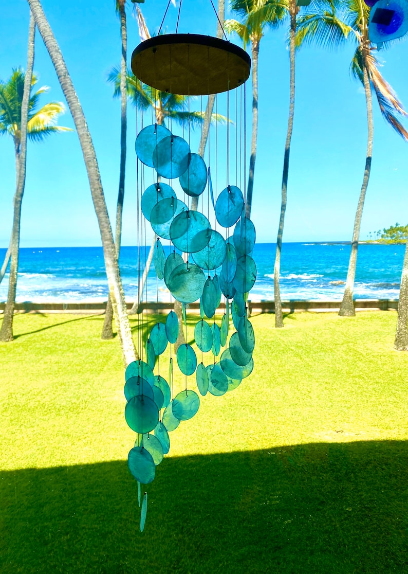Capiz Shell Wind Chime Ocean Nautical Decor. Sea Blue Beach - Etsy