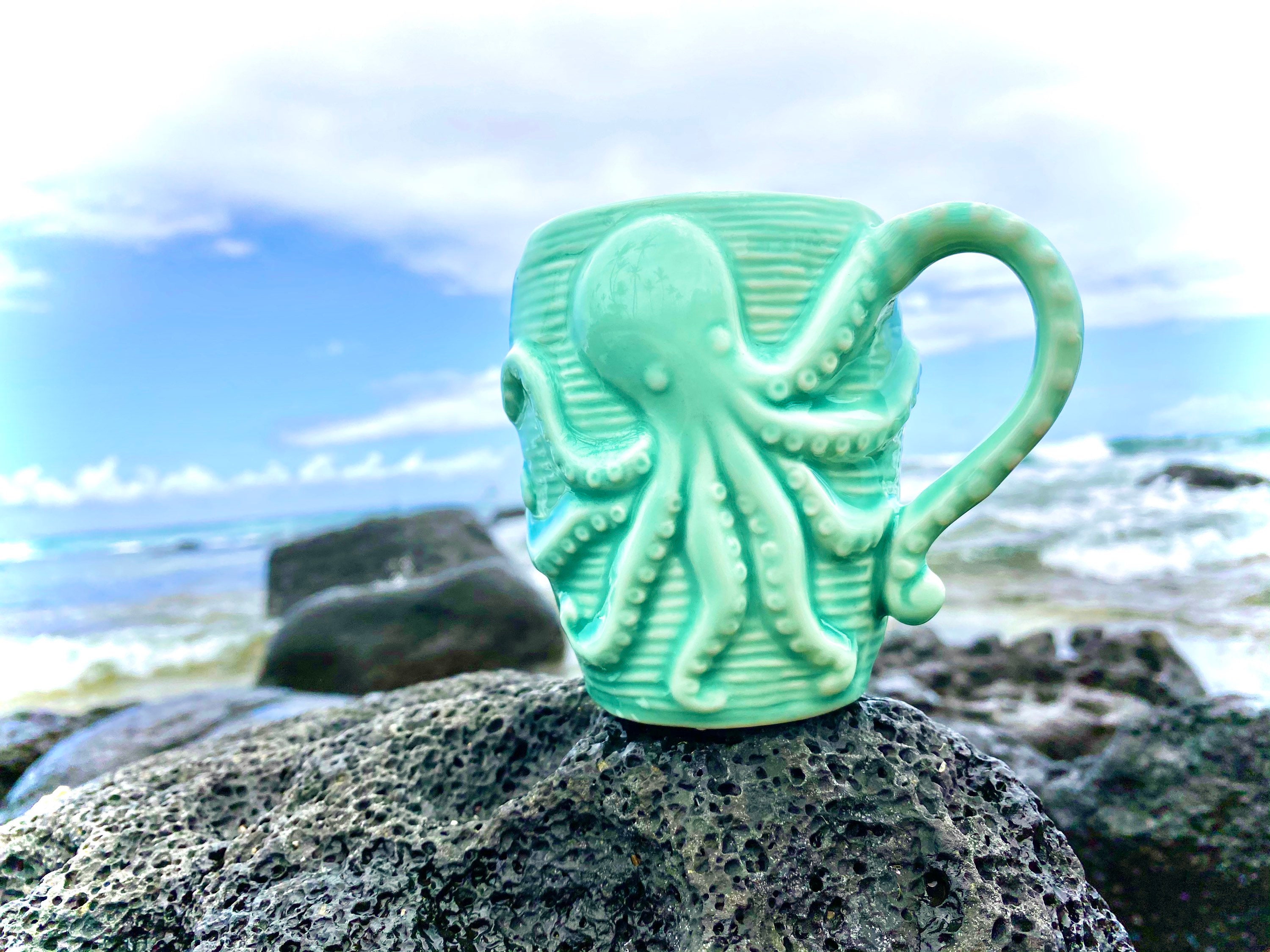 Handcrafted Ceramic Octopus Mug & Plate: Sea Mint Nautical Decor - Etsy