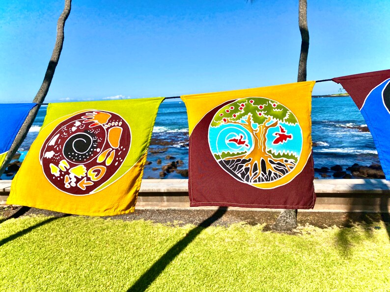 Hand-painted Hawaiian Prayer Flags: Spiritual Home Decor - Etsy