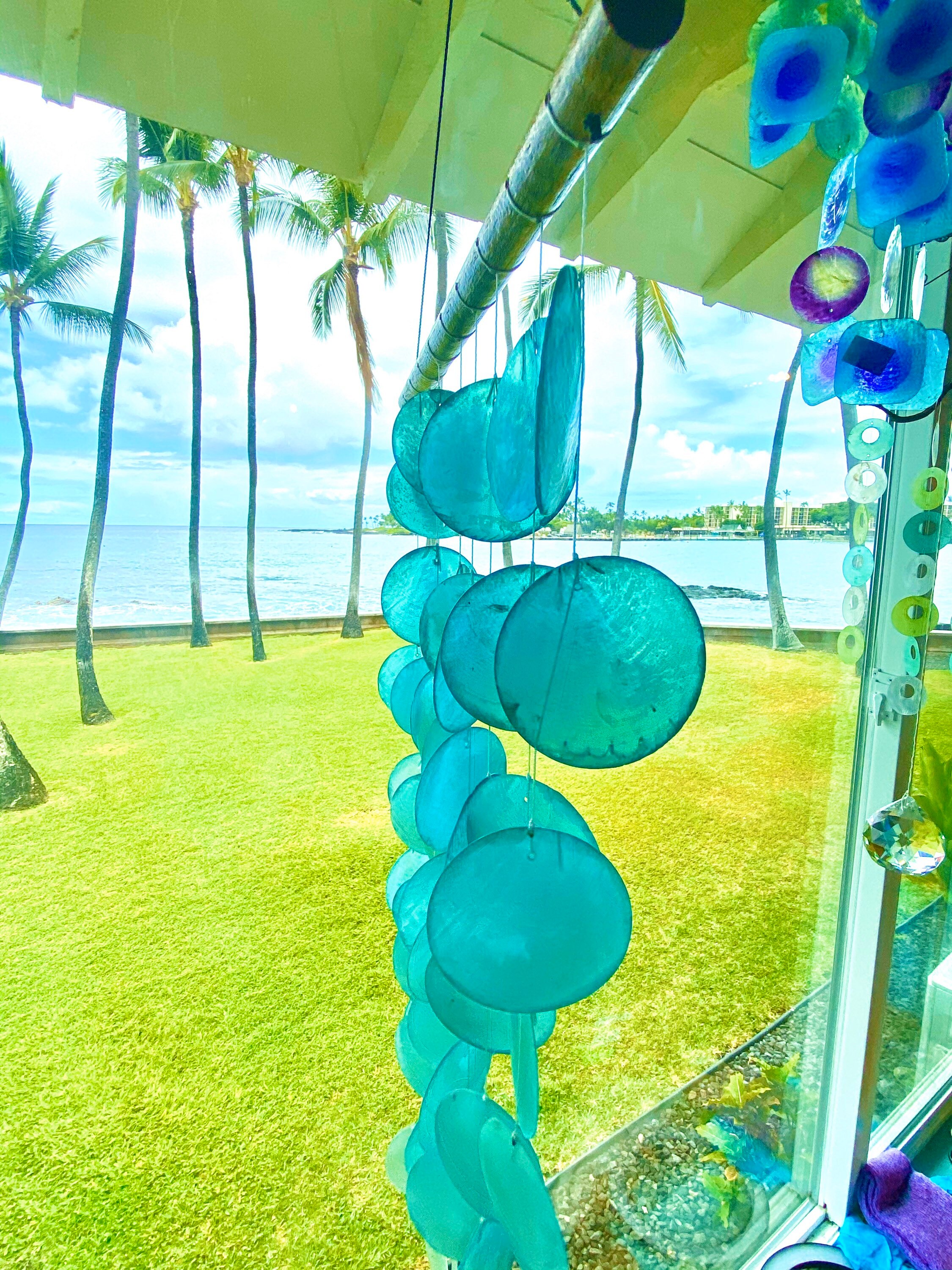 Capiz Shell Wind Chimes Ocean Nautical Decor. Rainbow Mint Marine Color ...
