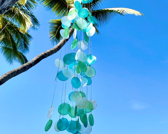 Capiz Shell Wind Chime Ocean Nautical Decor. Natural Ocean Colors Blue ...