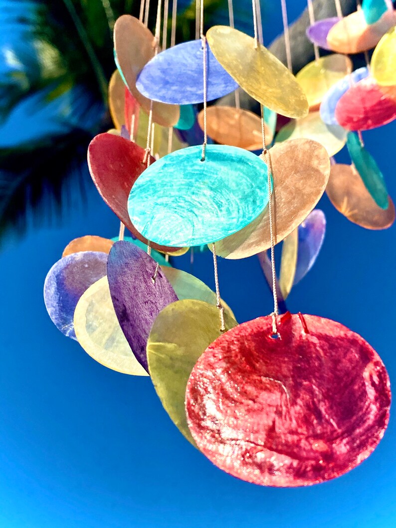 New Capiz Shell Rainbow Spiral Wind Chime Natural Sea Shell - Etsy