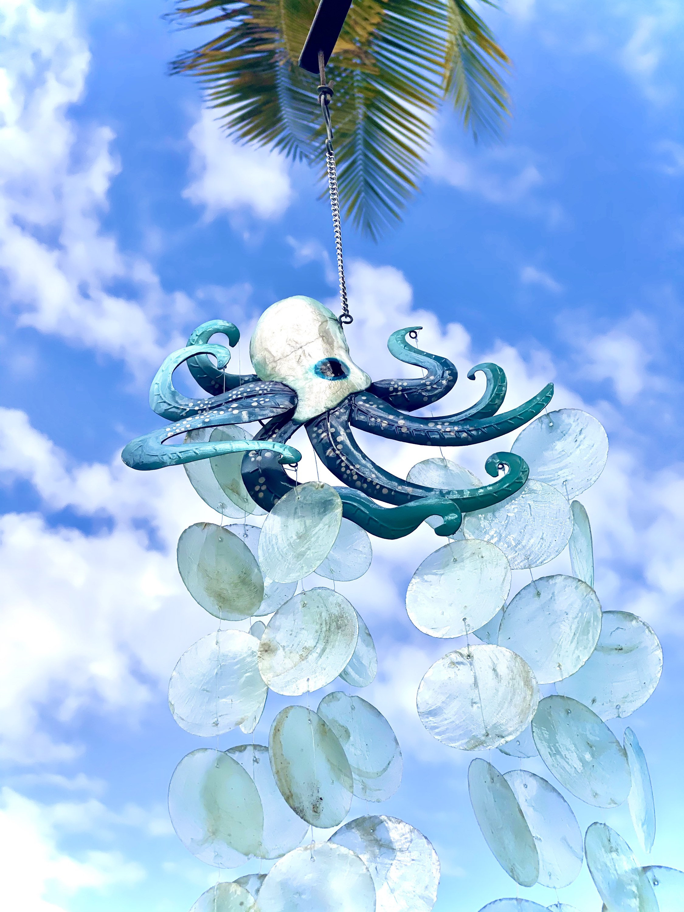 Octopus Capiz Wind Chime Ocean Nautical Decor. Natural Capiz Shell ...