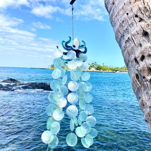 Octopus Capiz Wind Chime Ocean Nautical Decor. Natural Capiz Shell ...
