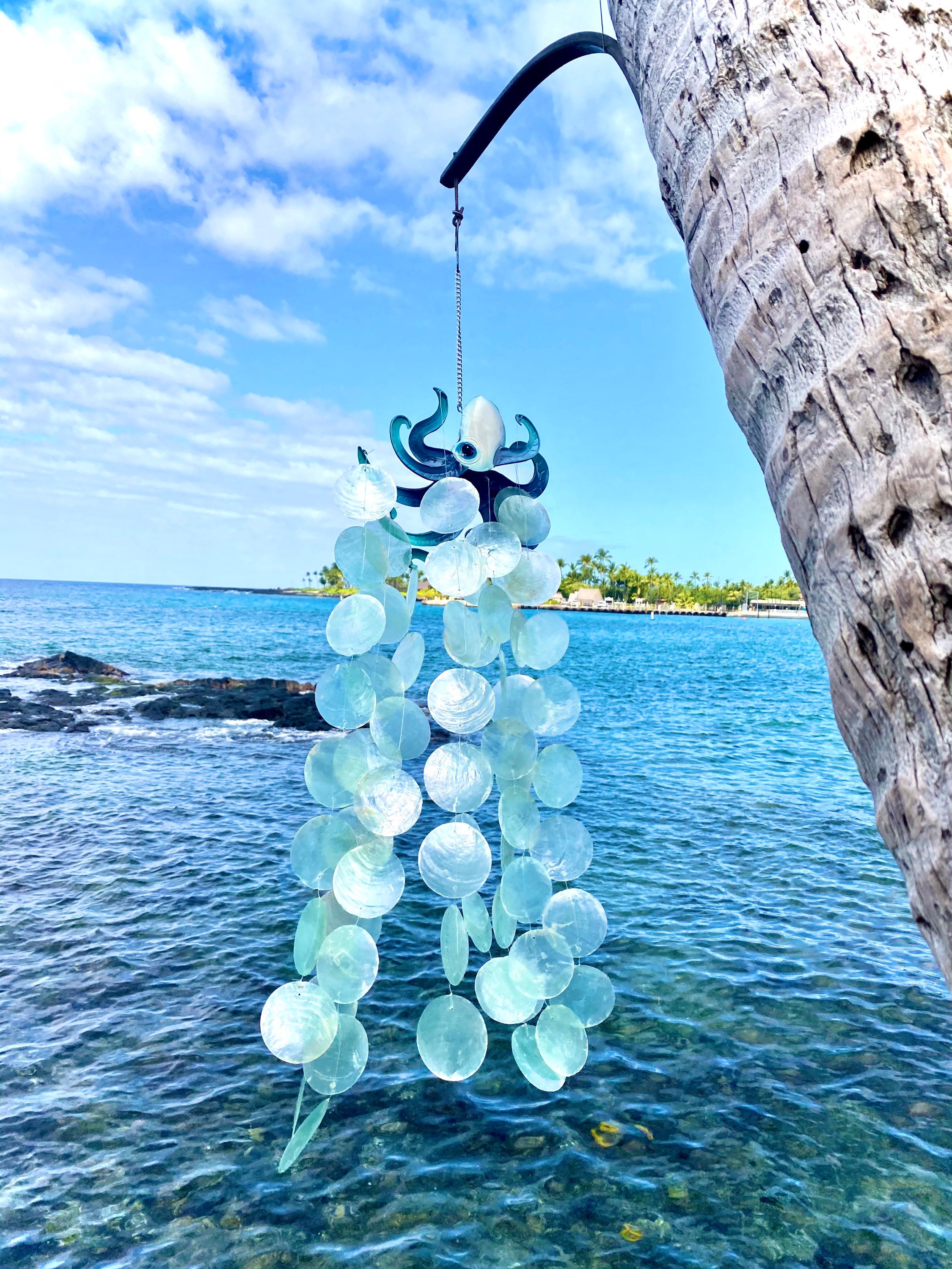Octopus Capiz Wind Chime Ocean Nautical Decor. Natural Capiz Shell ...