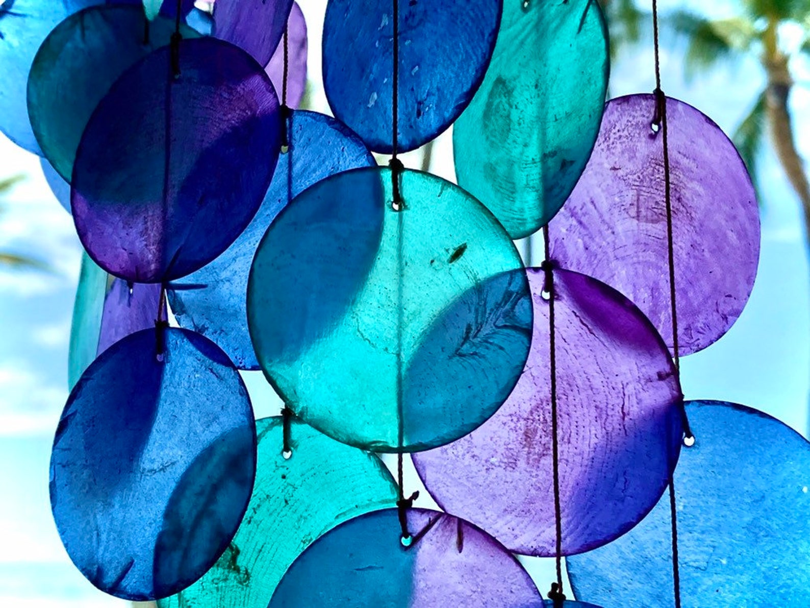 Capiz Shell Wind Chime Ocean Nautical Decor. Mermaid Rainbow | Etsy