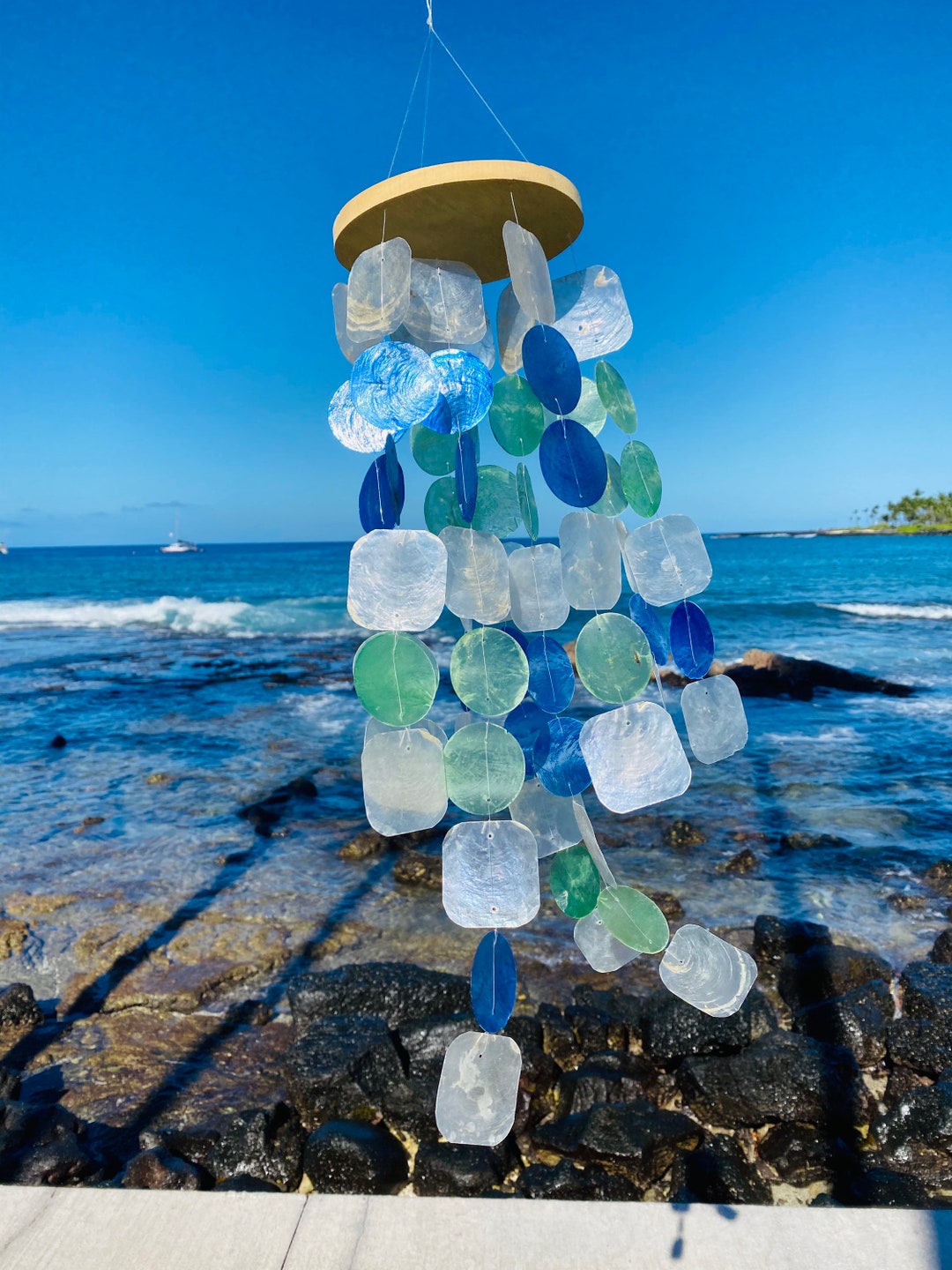 Capiz Shell Wind Chimes Ocean Nautical Decor. Sound of Tropical Island ...