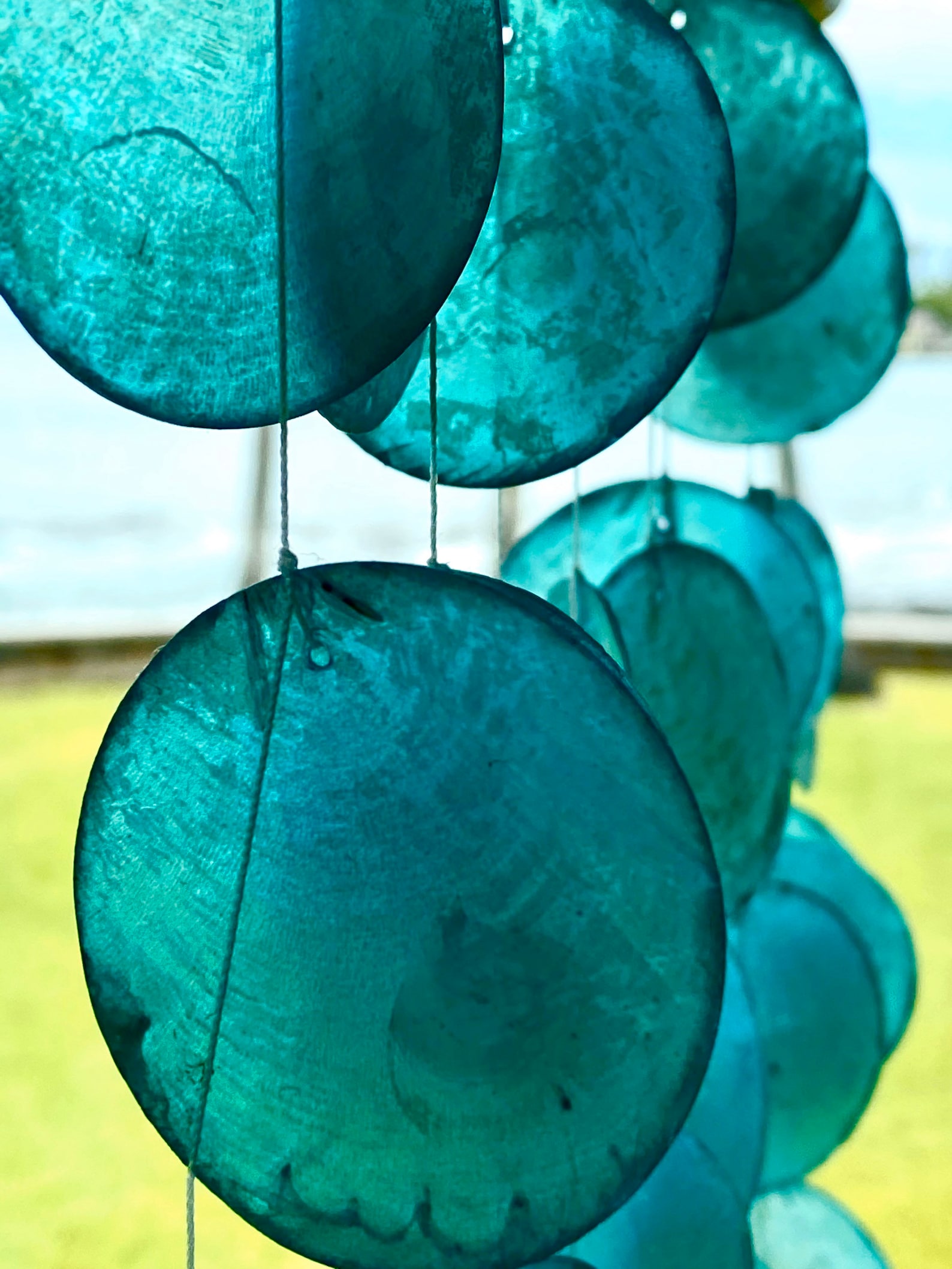 Capiz Shell Wind Chimes Ocean Nautical Decor. Rainbow Mint Marine Color ...