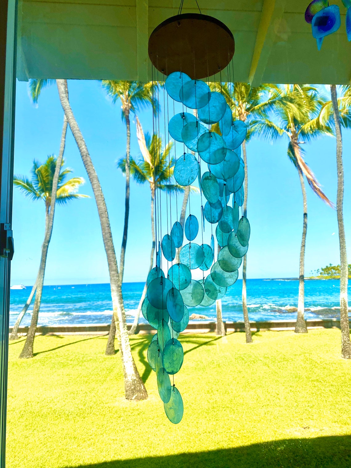 Capiz Shell Wind Chime Ocean Nautical Decor. Sea Blue Beach - Etsy