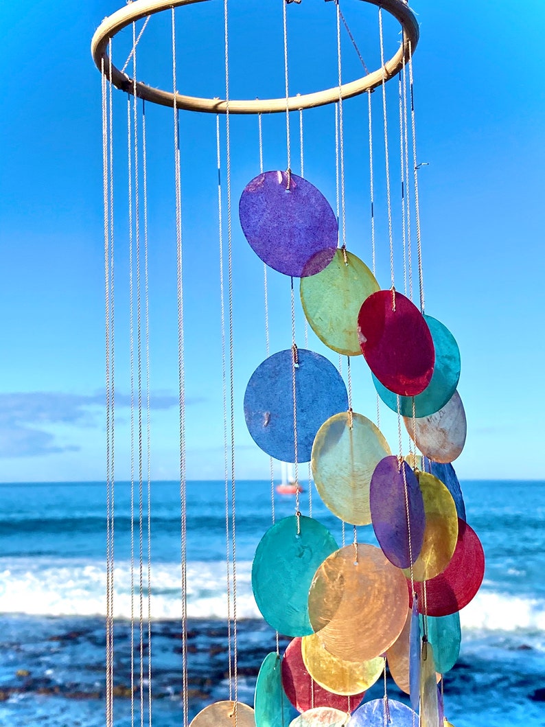 New Capiz Shell Rainbow Spiral Wind Chime Natural Sea Shell - Etsy