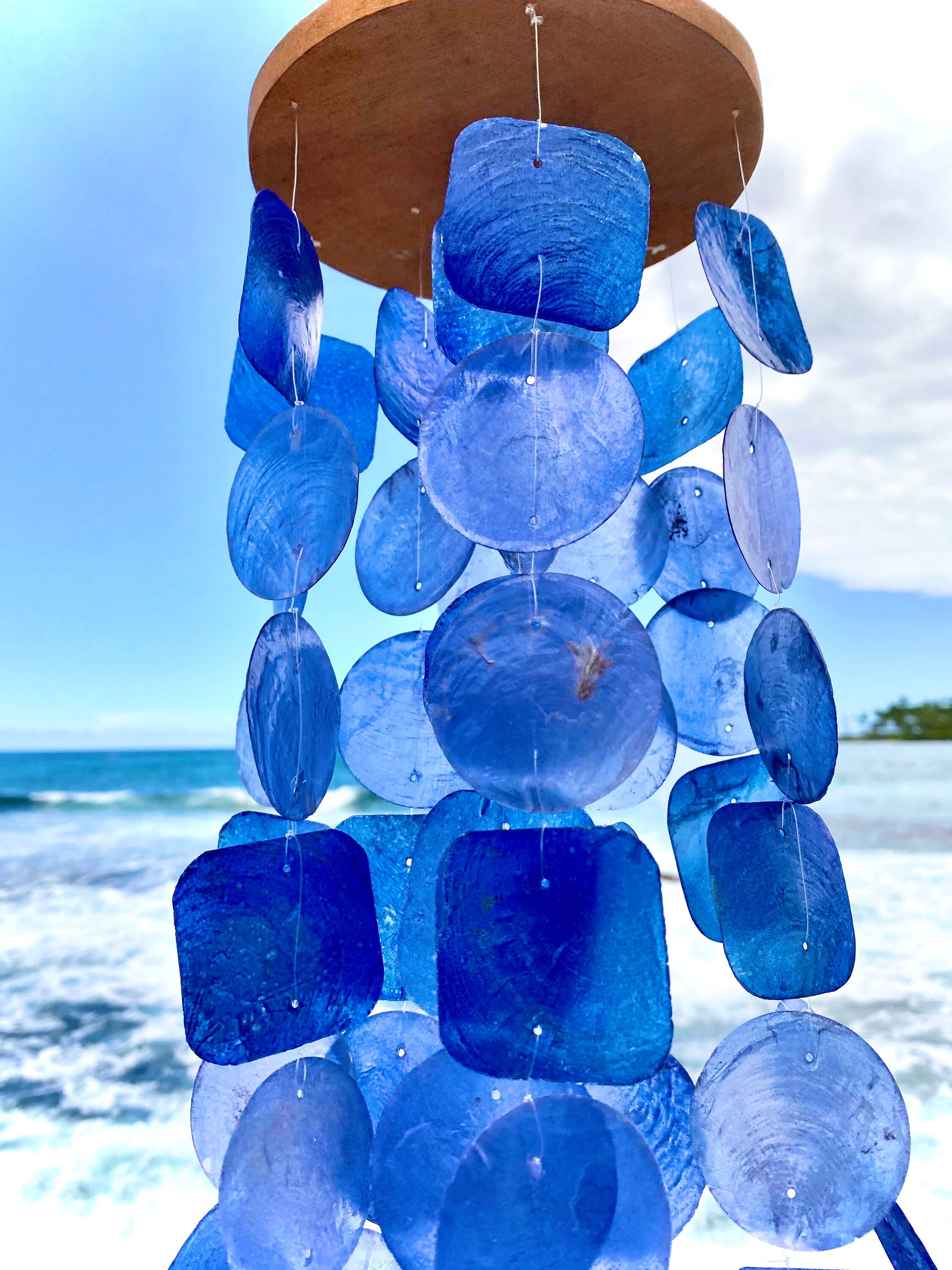 NEW Capiz Shell Wind Chime Ocean Nautical Decor. Deep Ocean Blue. - Etsy