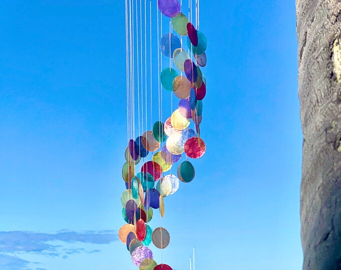 New Capiz Shell Rainbow Spiral Wind Chime Natural Sea Shell Rainbow ...