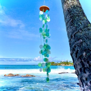 Capiz Shell Wind Chime Ocean Nautical Decor. Natural Ocean Colors Blue ...