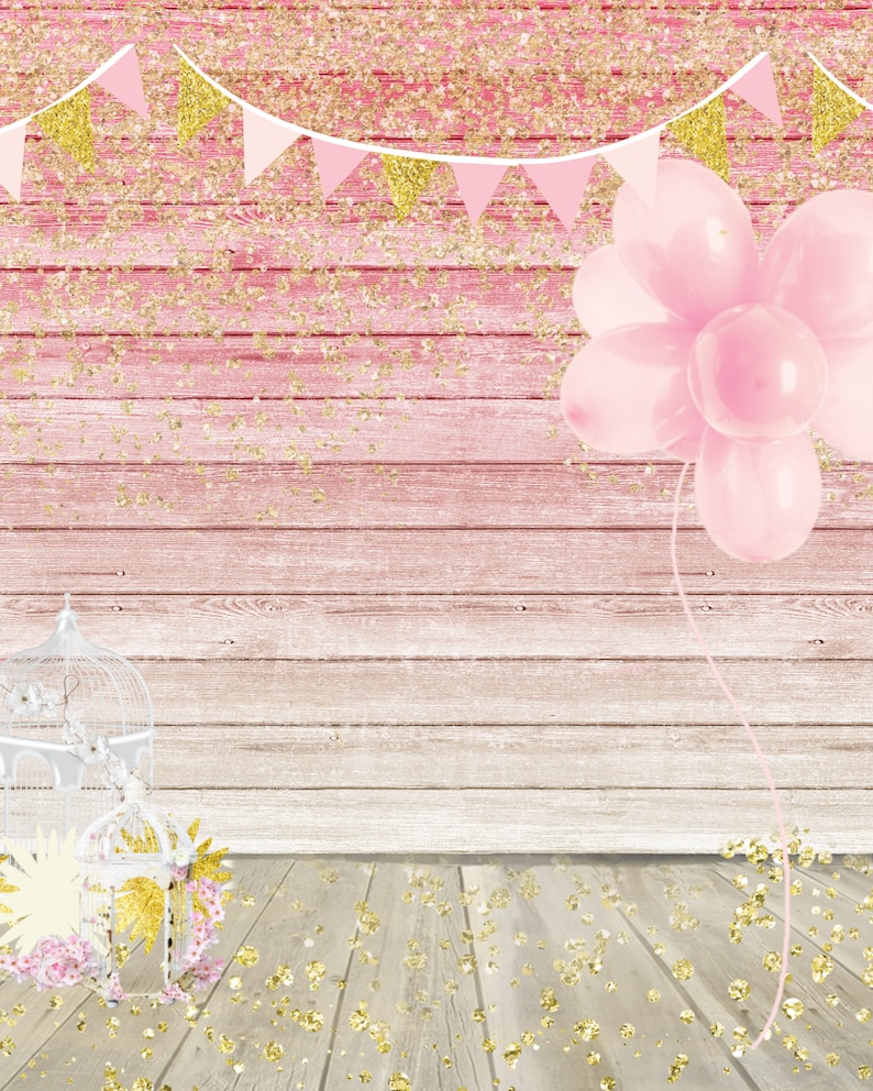 Pink Birthday Backdrop, Photography Background Prop for Children ...