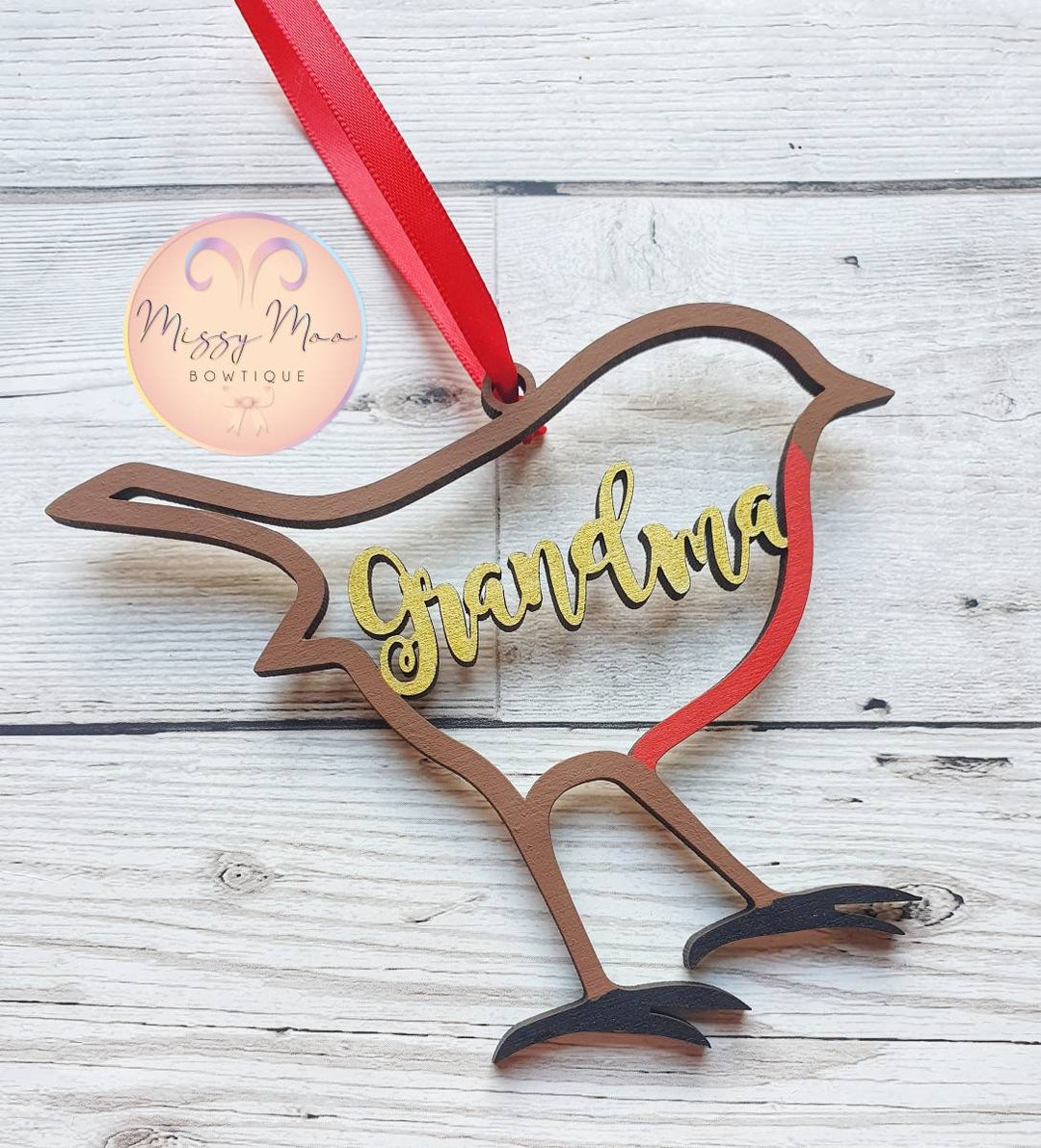 Personalised Christmas Bauble, Personalised Bauble, Robin Christmas ...