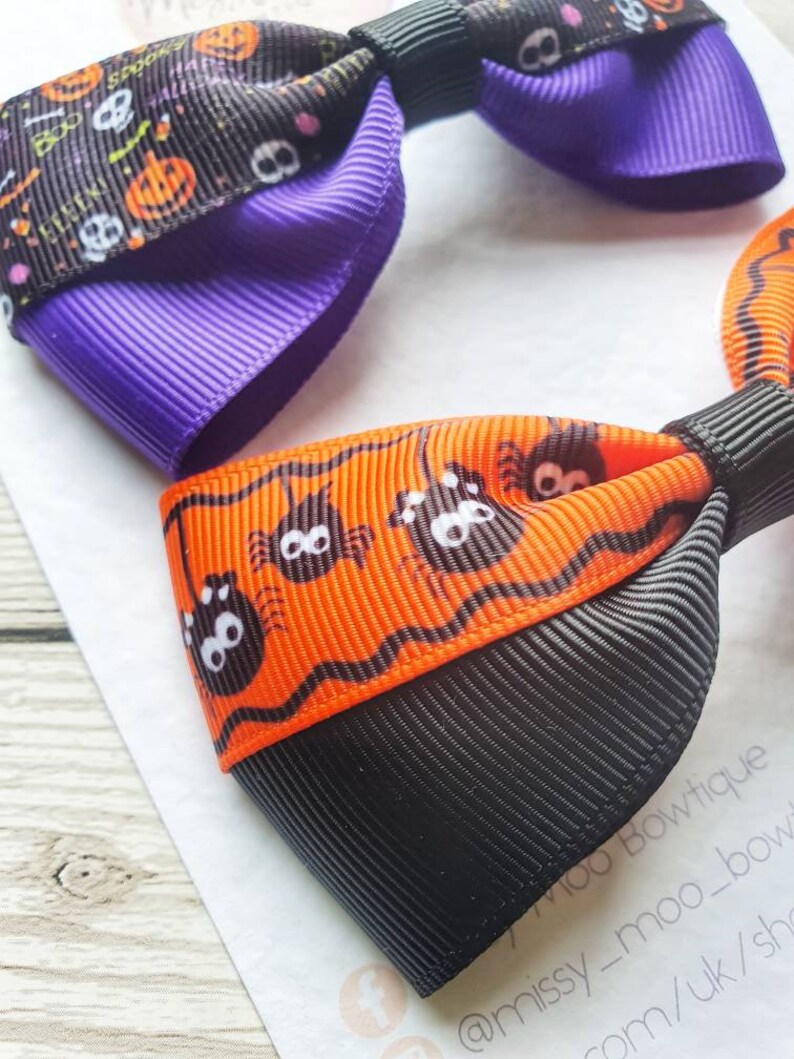 Halloween Hair Bow Pinch Bow Spider Hair Bow Spooky Hair - Etsy UK