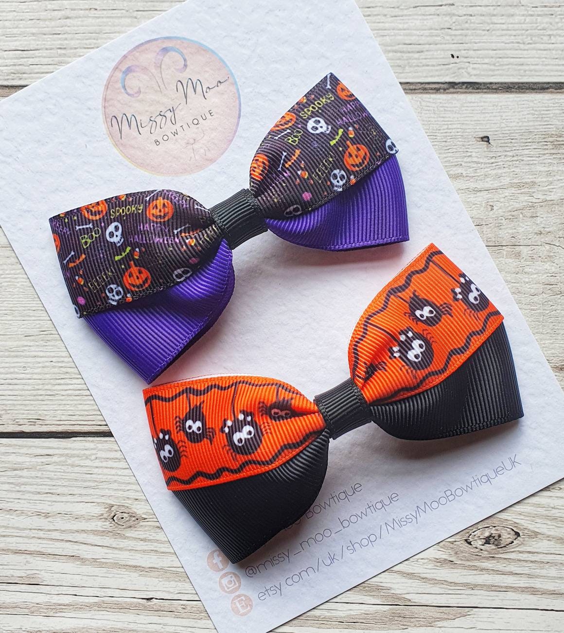 Halloween Hair Bow Pinch Bow Spider Hair Bow Spooky Hair - Etsy UK