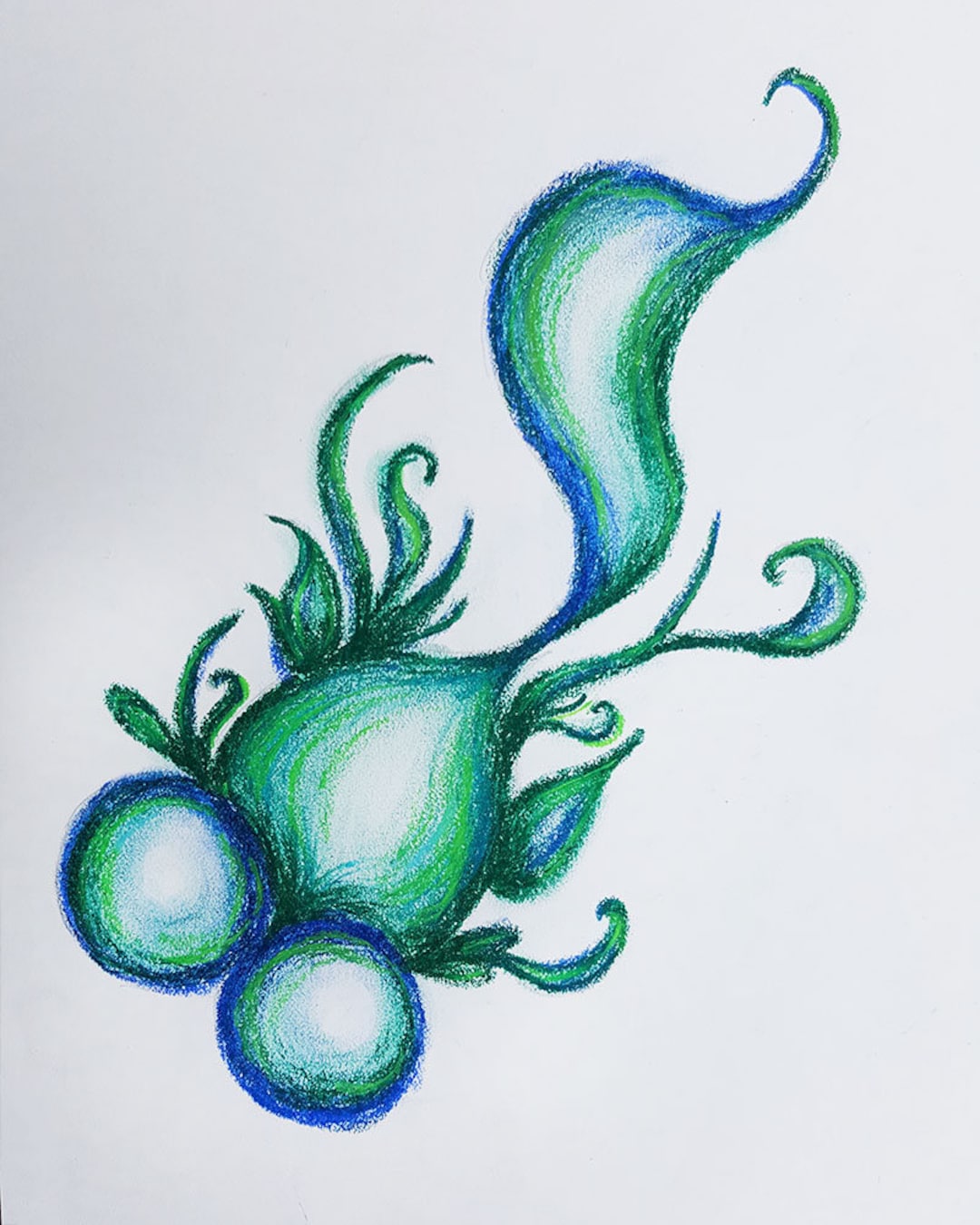 Tadpole Art, Pollywog Art, Oil Pastel Drawing, Art Print, Creature ...