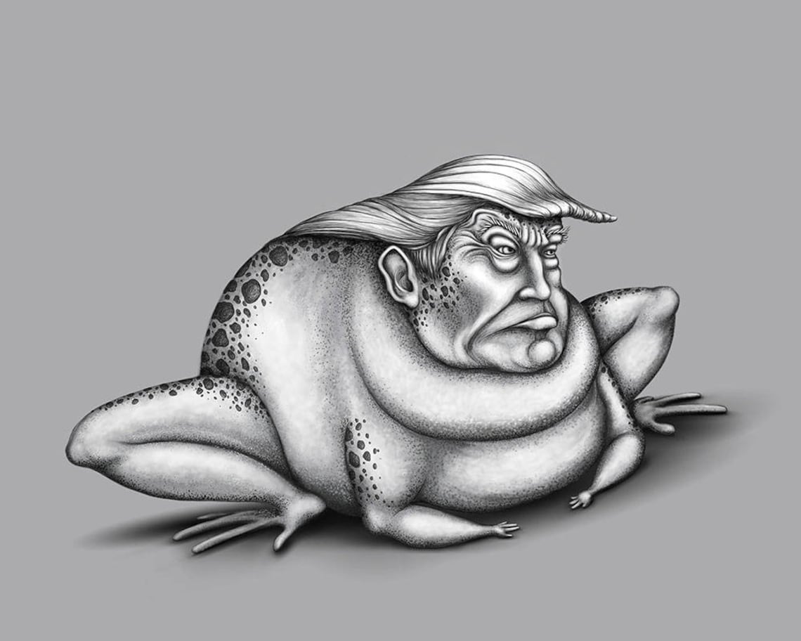 Donald Trump as a Toad, Toad Art, Frog Art, Art Print, Black and White ...