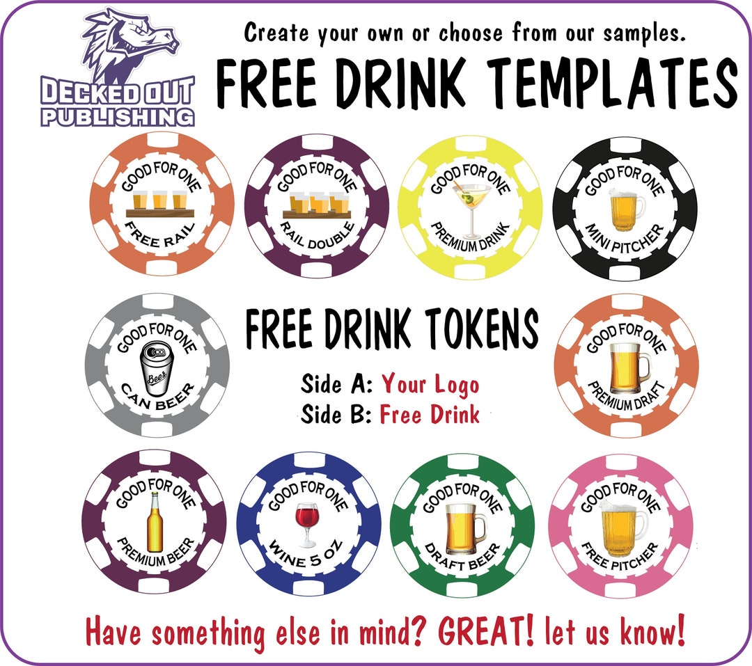 Free Drink Bar Chips | Good for One Free Drink | Customized ...