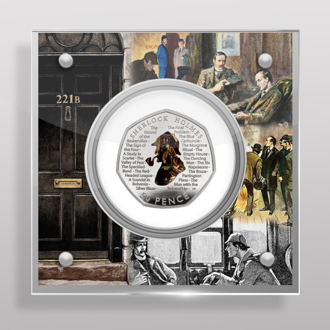 Sherlock Holmes 50p Coloured Decal Uncirculated Perspex Display - Etsy