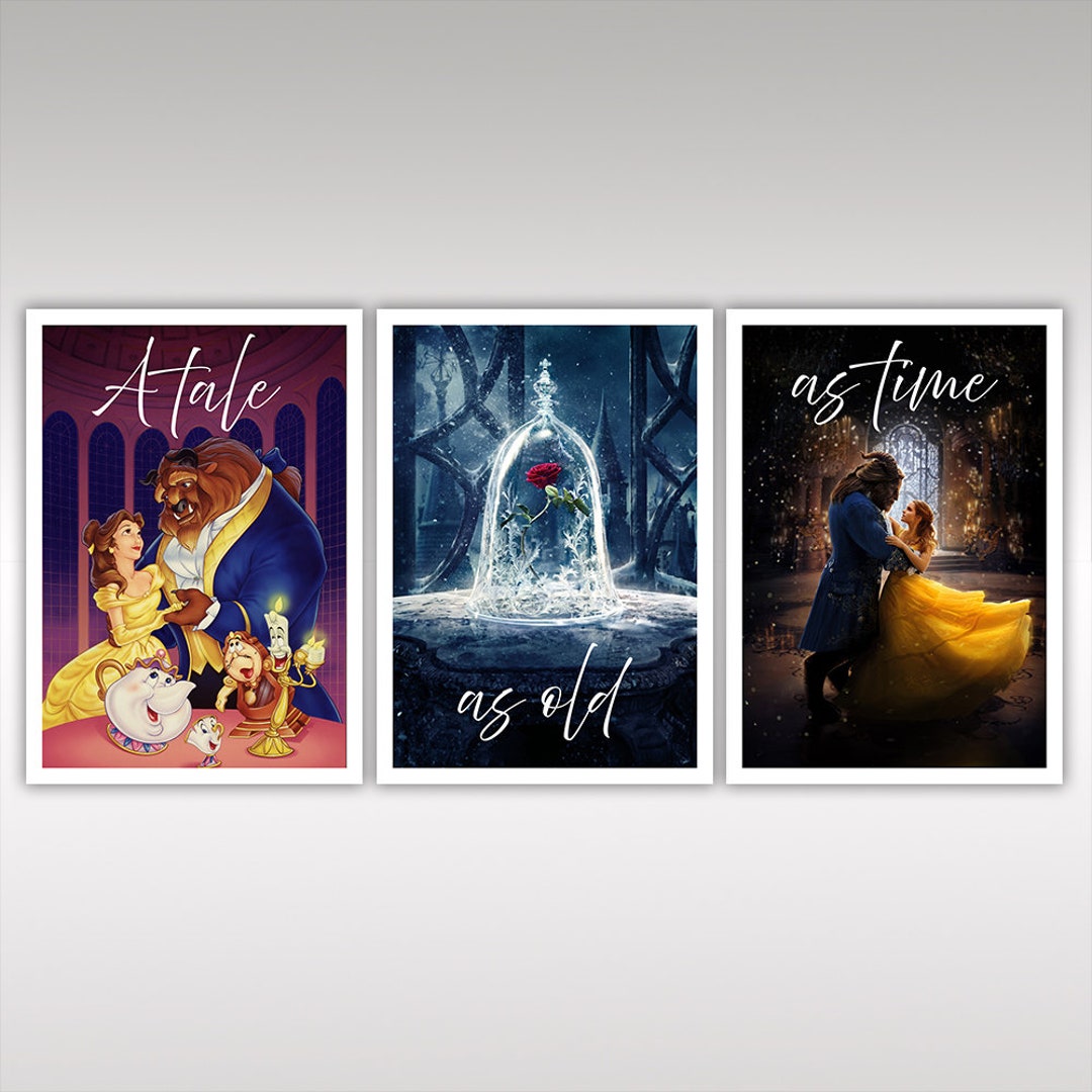 Beauty and the Beast Wall Art Poster Print Set - Etsy