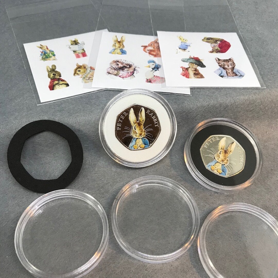 Beatrix Potter Decal Coloured Stickers FULL SET Inc 2018, Coin Capsules ...