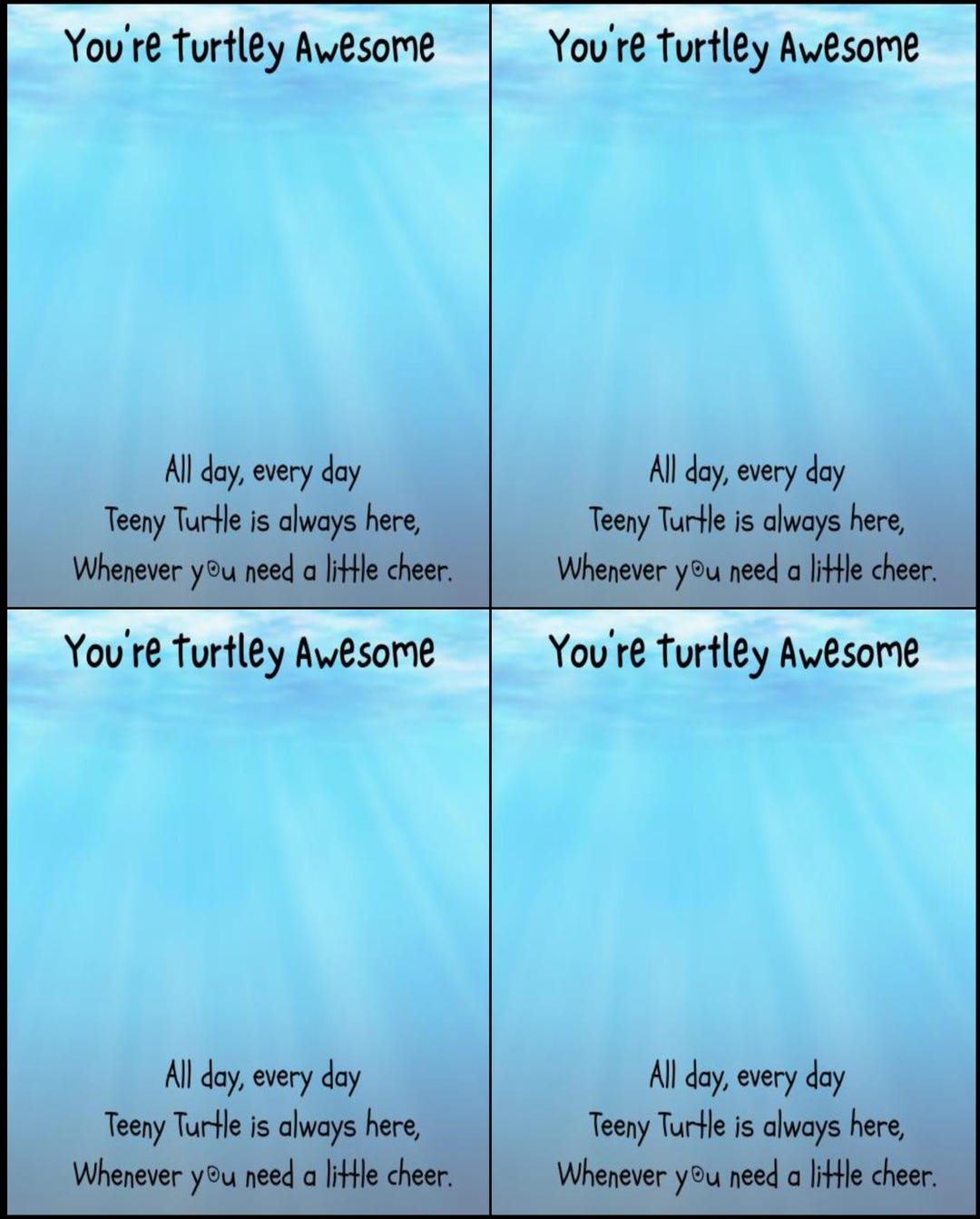 DIY Turtle Pocket Token Hug Cards Digital Download - Thinking of You ...