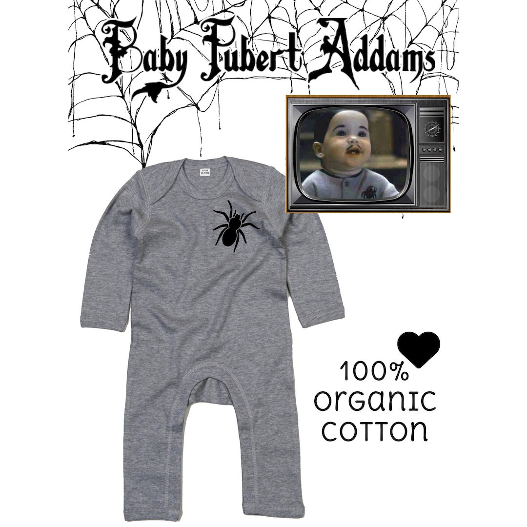 Baby Pubert Addams Spider Print Outfit | Grey Baby Grow | Romper Body ...