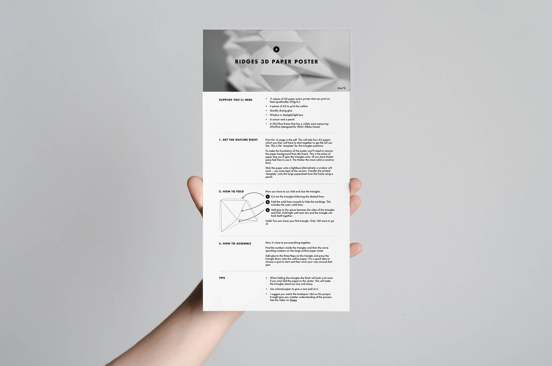 M Ridges Papercraft 3D Paper Poster DIY Template - Etsy Denmark