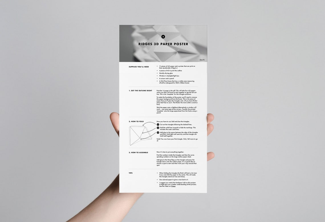XL Ridges Papercraft 3D Paper Poster DIY Template - Etsy Denmark