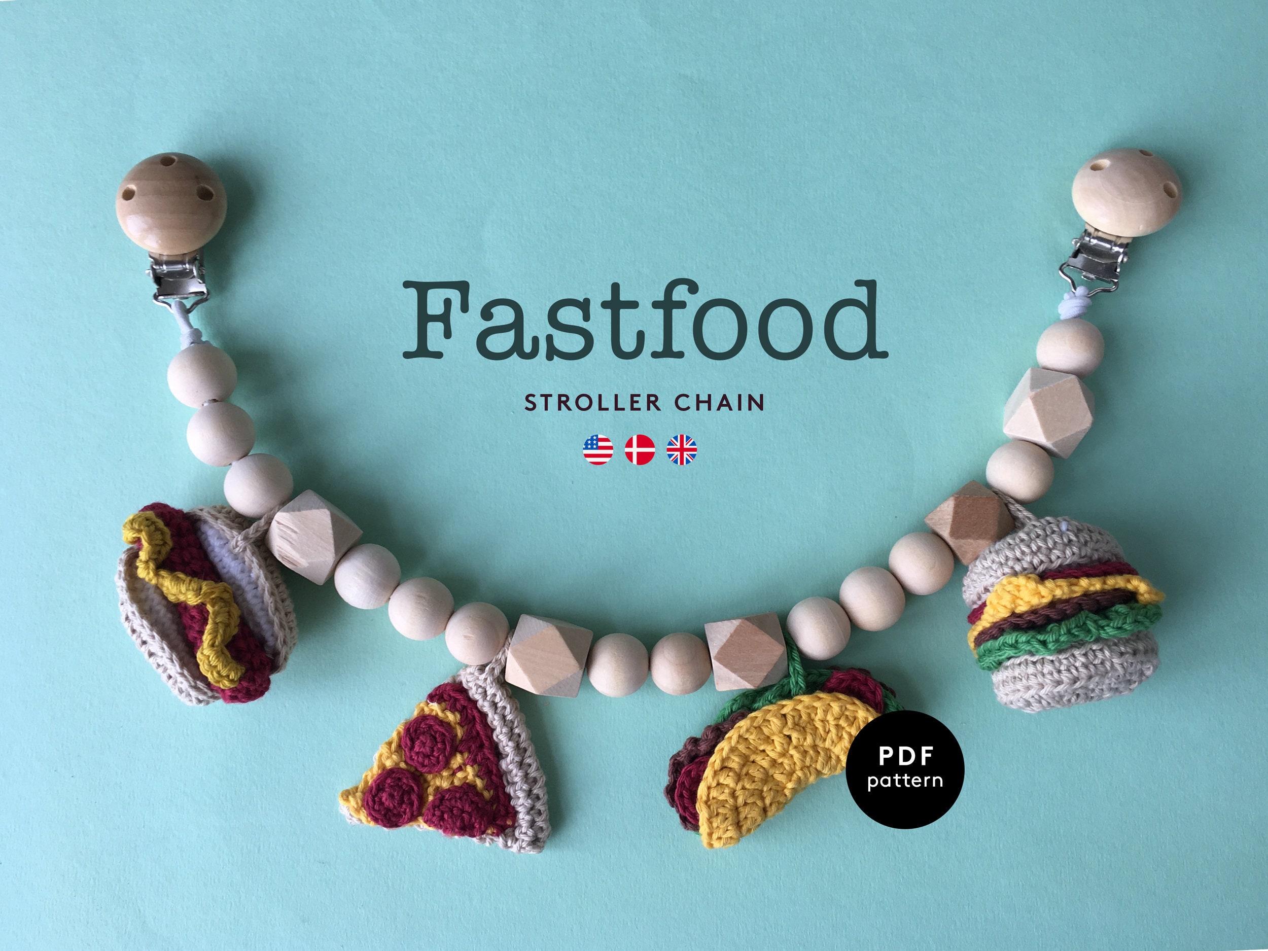 Fastfood Stroller Chain | CROCHET PATTERN | Stroller Mobile | Pram ...