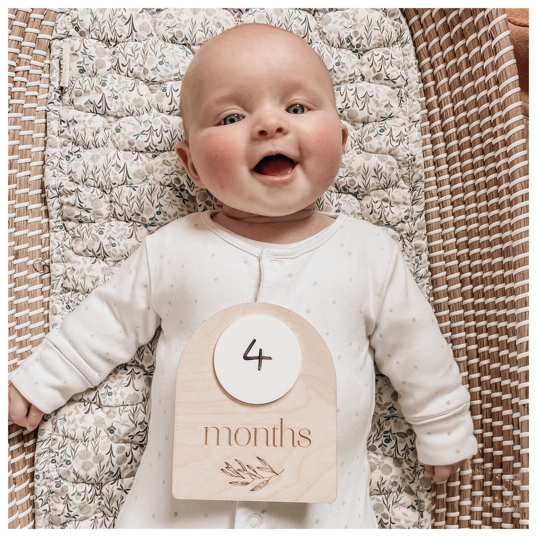Arched Baby Milestone Plaque / Month by Month Baby Milestone / White ...
