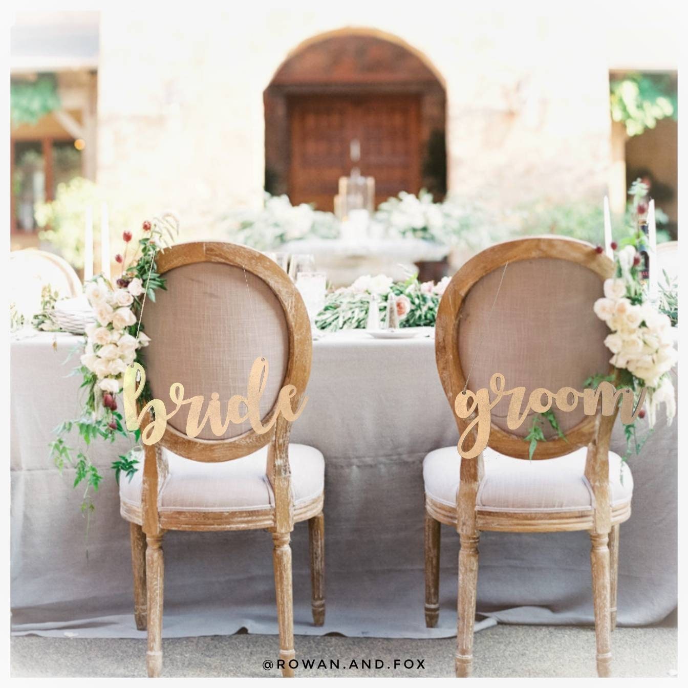 Bride and Groom Chair Sign / Wedding Chair Sign / Couple Chair Hanging ...