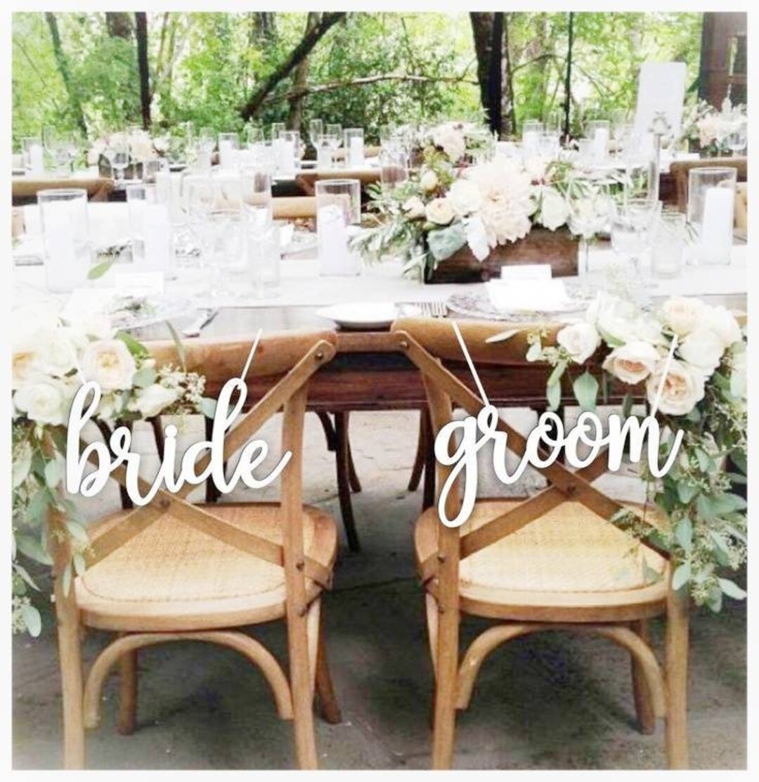 Bride and Groom Chair Sign / Wedding Chair Sign / Couple Chair Hanging ...