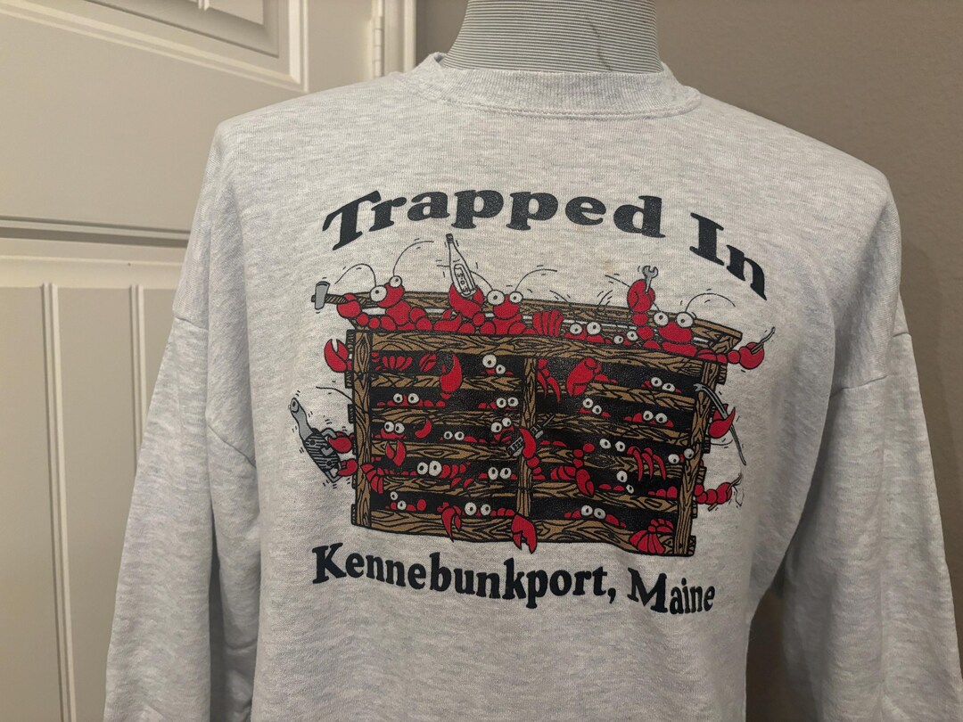 Vintage 90's Trapped in Kennebunkport Maine Lobster Crate Crewneck ...