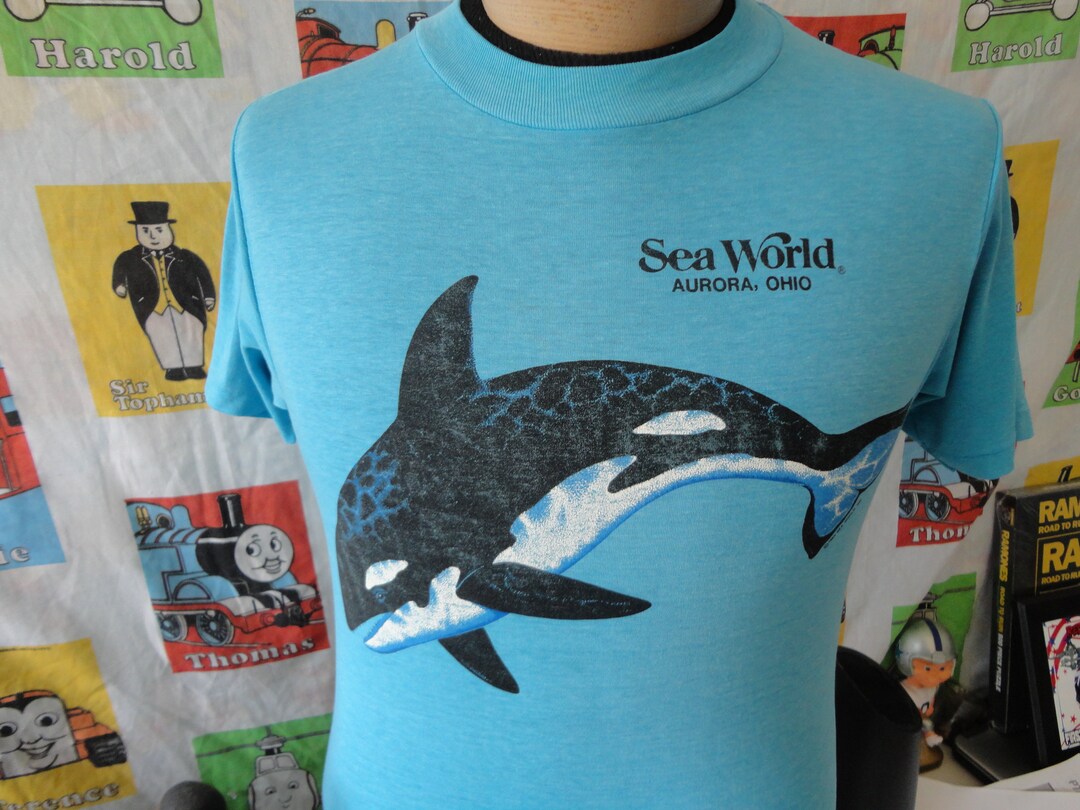 Vintage 80's Seaworld Single Stitch Sea World Shamu Tourist Blue T ...