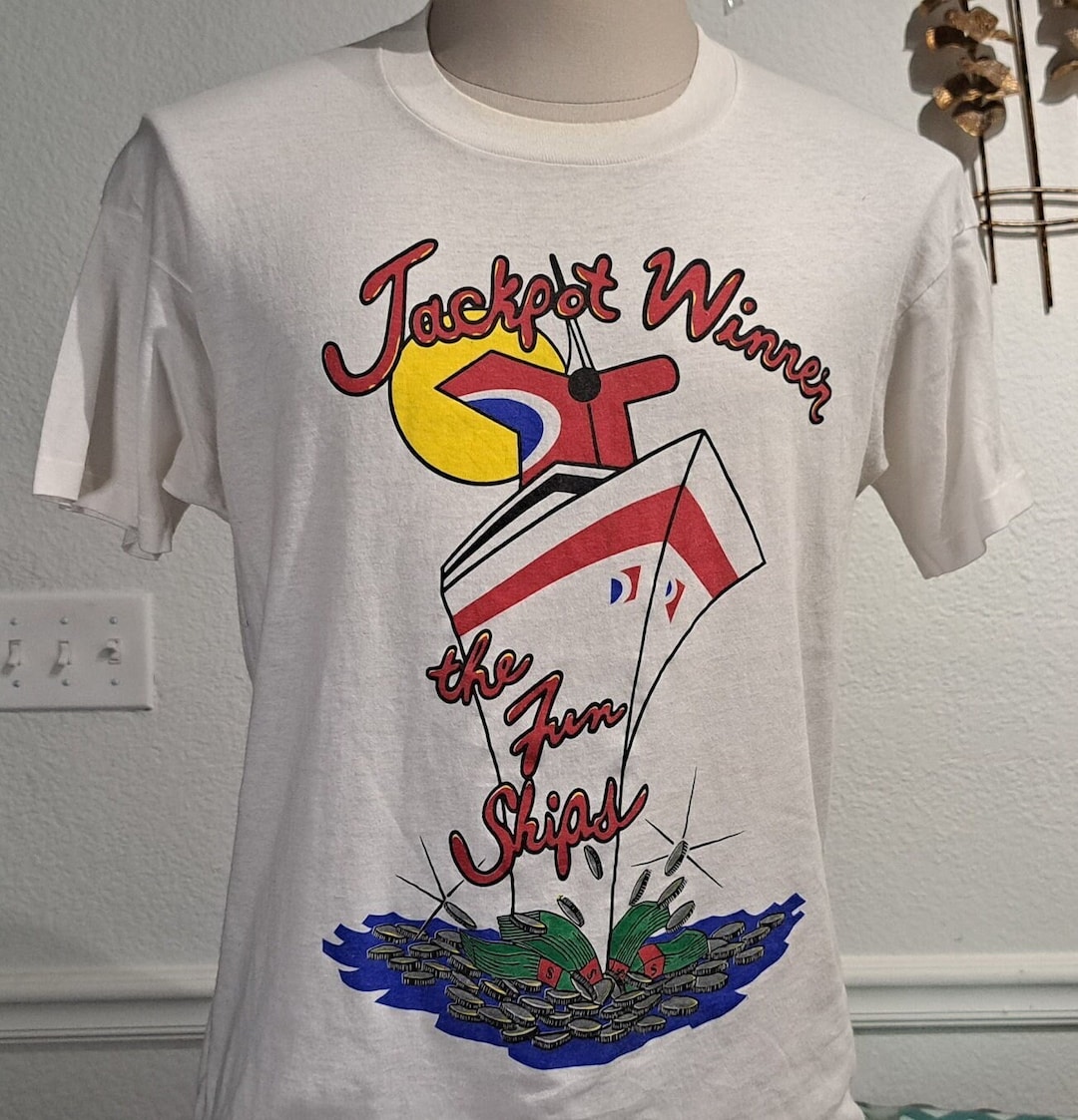 Vintage 80s Jackpot Winner Carnival Cruise Line Casino White T-shirt ...