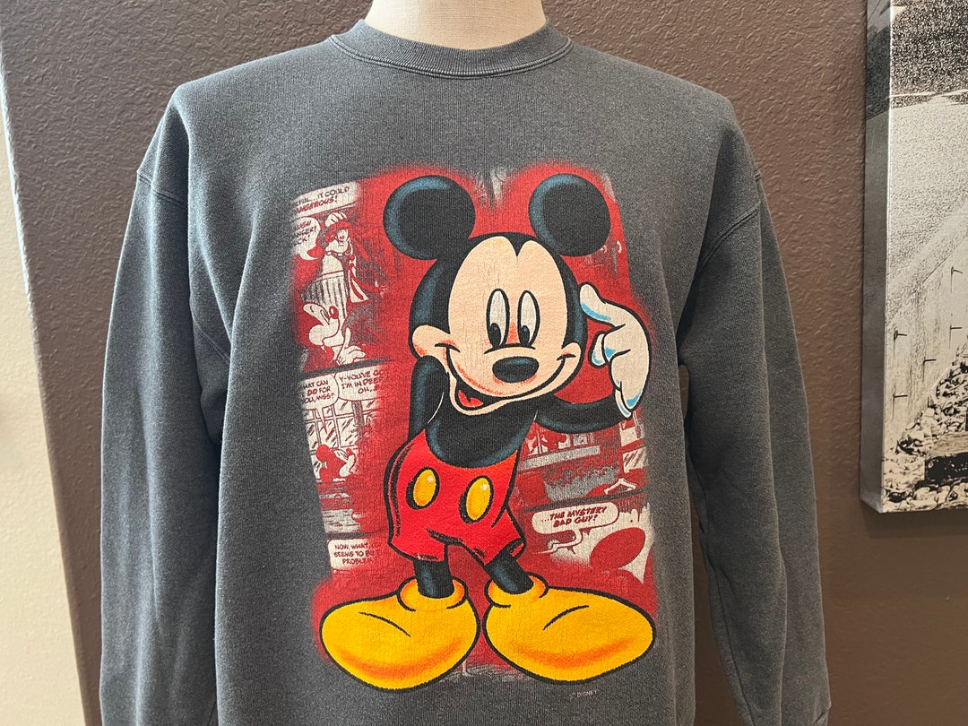 Vintage 90's Mickey Mouse Comic Disney Grey Crewneck Sweatshirt Size L ...