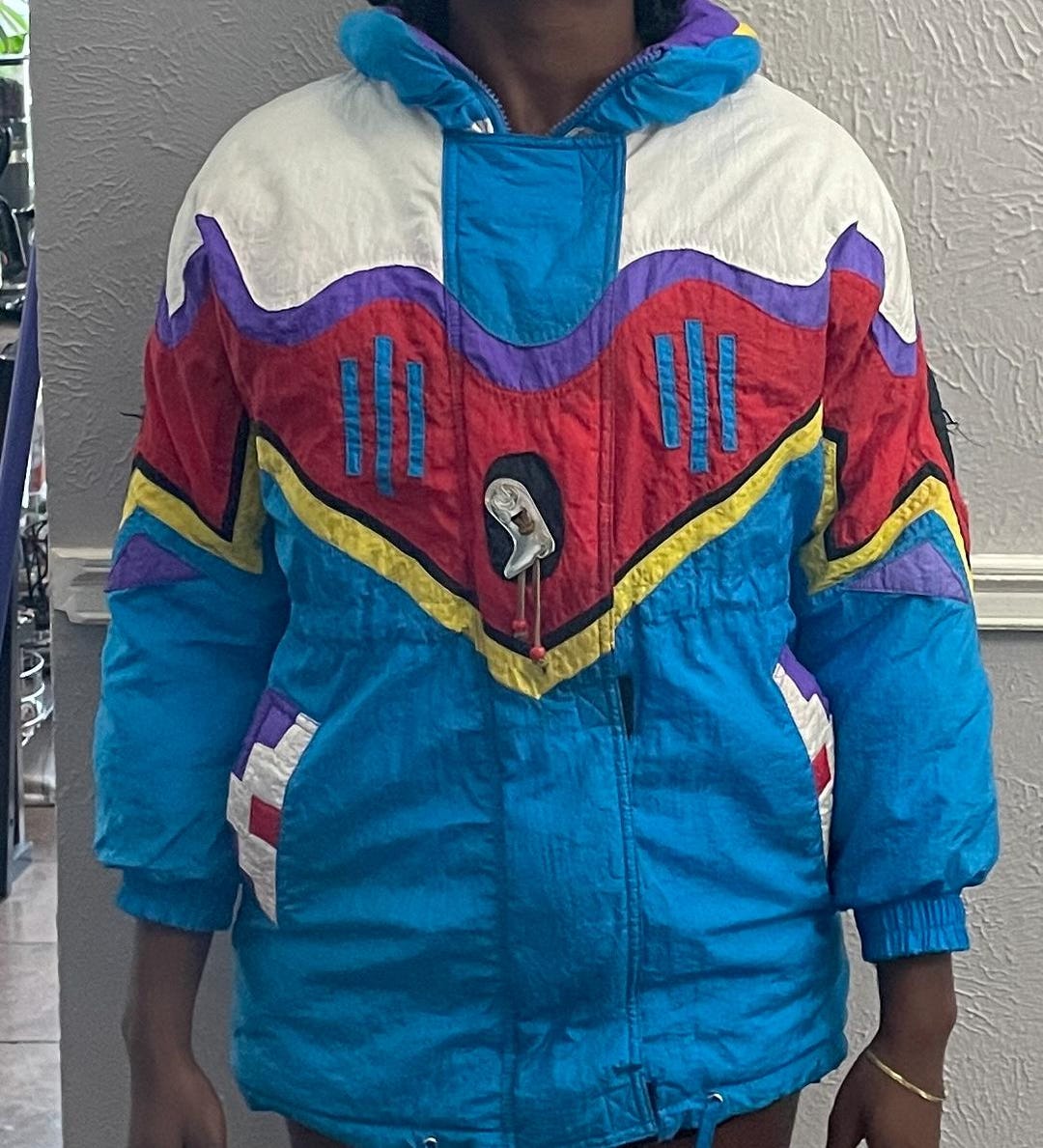 Vintage 90s Colorful Puffer Western Aztec Jacket Modeled Size M - Etsy