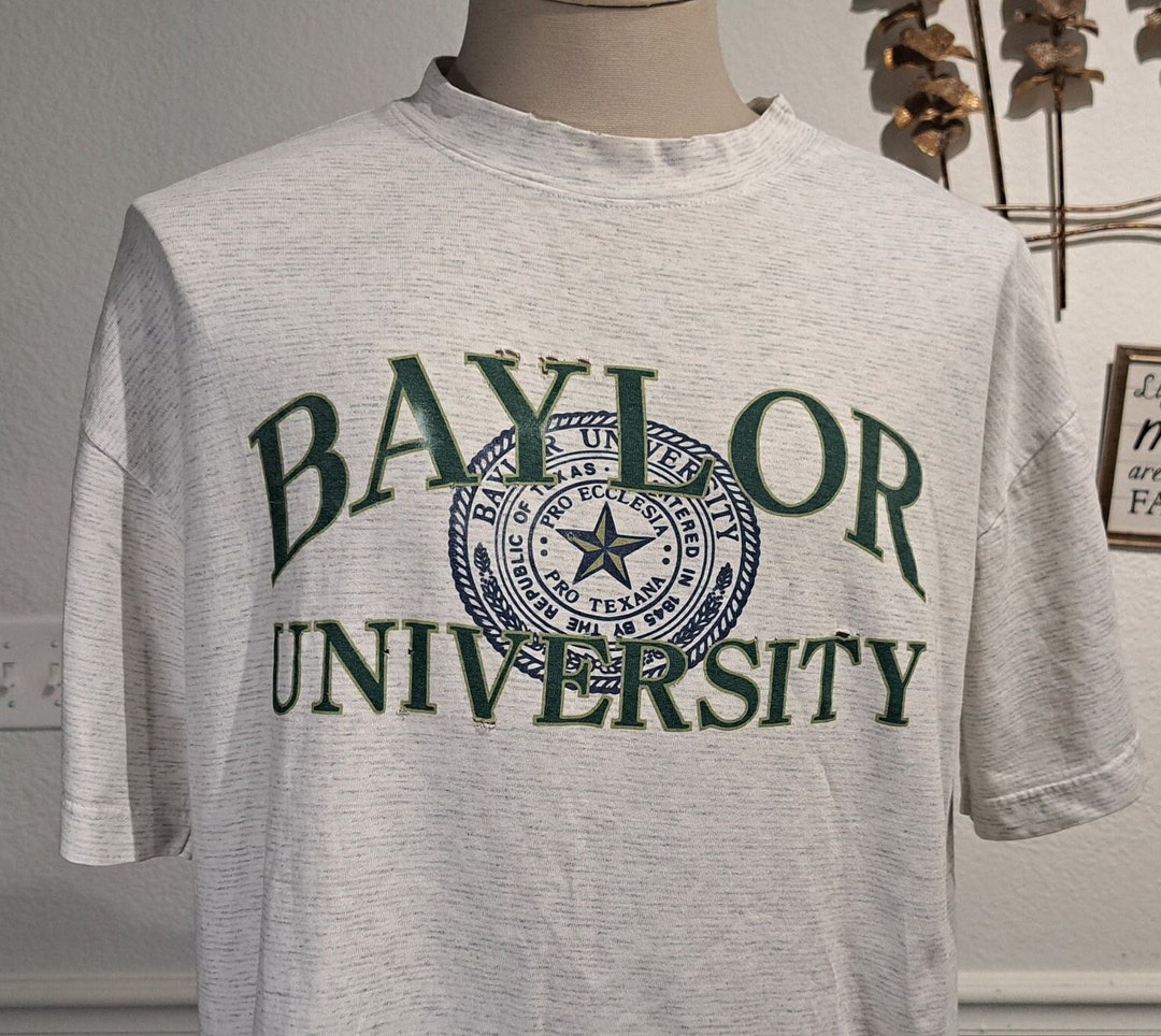 Vintage 90s Baylor Bears University White Grey Striped T-shirt Size XL ...
