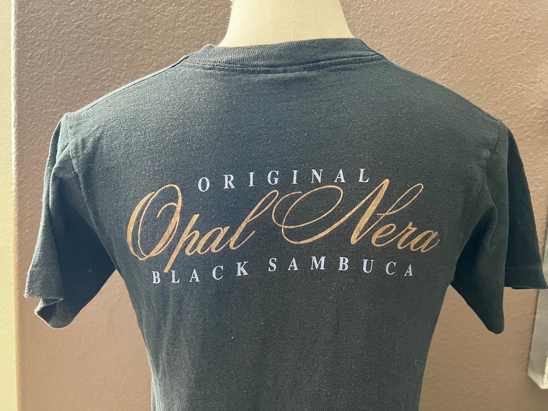 Vintage 80's Opal Nera Original Black Sambuca Black Back Print T Shirt ...