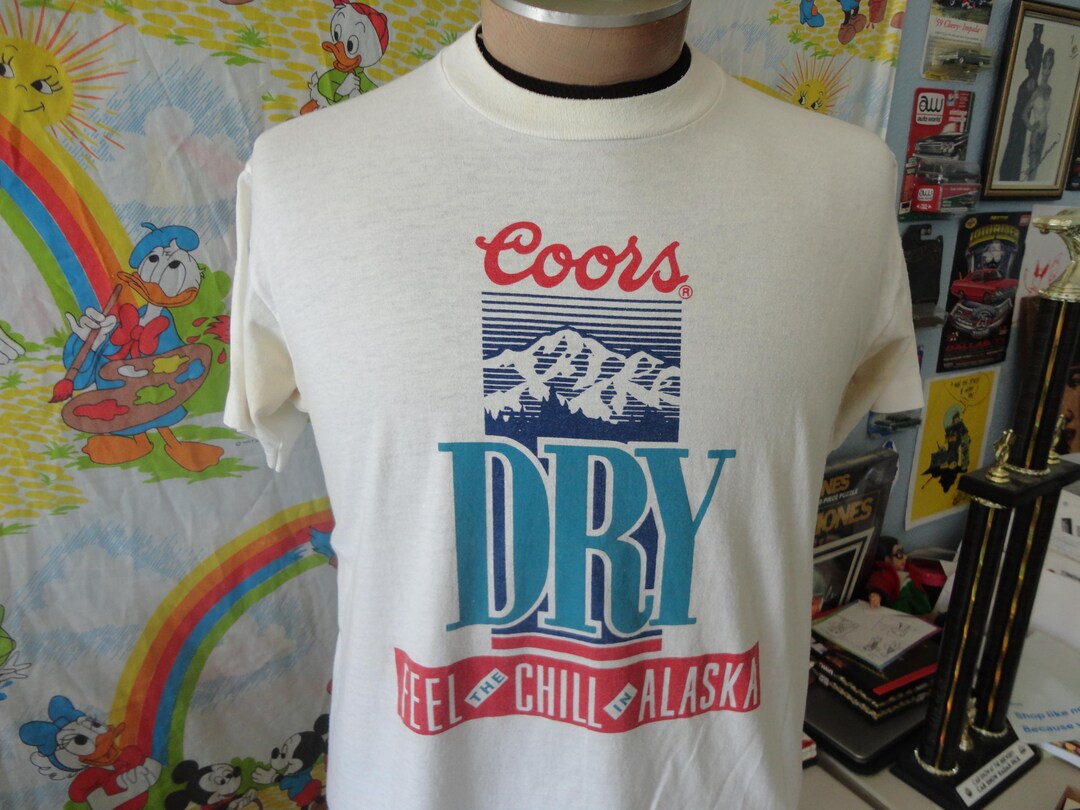 Vintage 80's Coors DRY Beer Single Stitch Alaska T Shirt L - Etsy