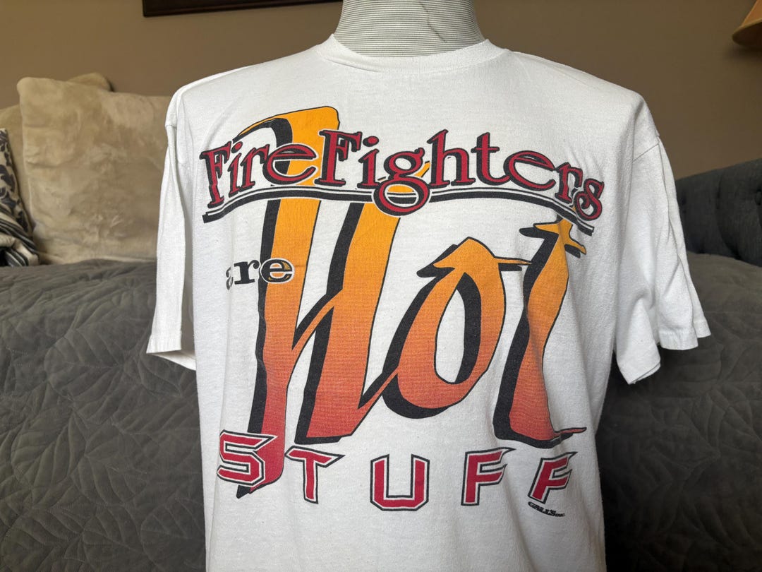 Vintage 80's Fire Fighters Are Hot Stuff Fireman Funny T Shirt XL - Etsy