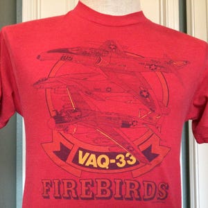 Vintage 80s Navy Fighter Jets VAQ-33 Firebirds T Shirt Size M - Etsy