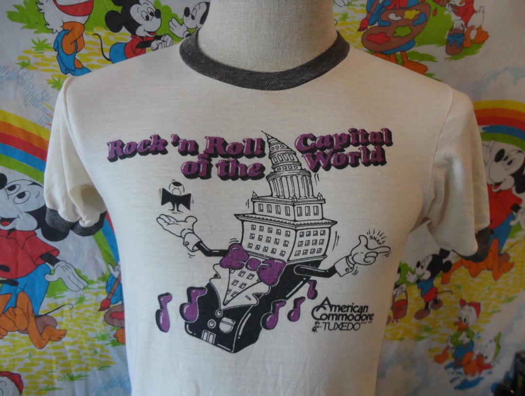 Vintage 80's American Commodore Tuxedo Rock N Roll Capital of the World ...