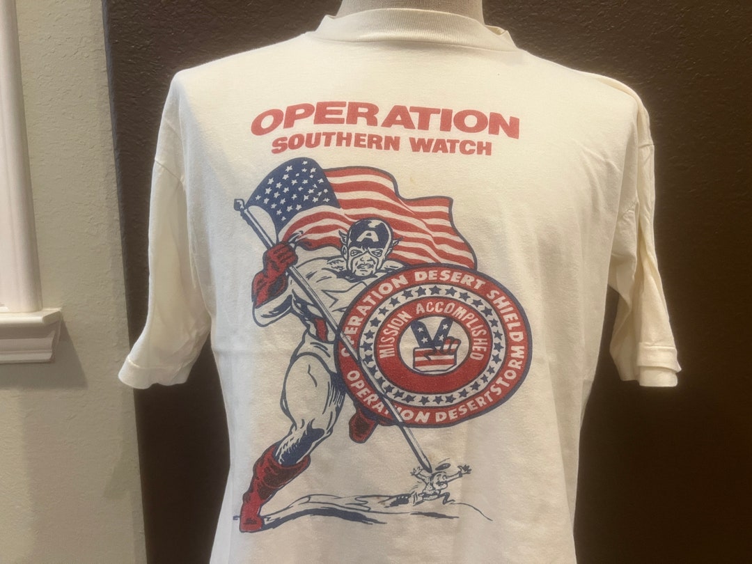 Vintage 90's Operation Southern Watch USA Desert Storm White T Shirt ...