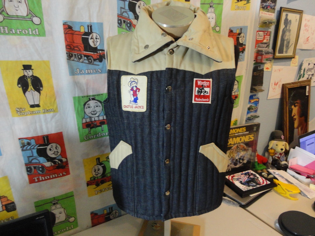 Vintage 70's Winston Cigarettes Rodeo Awards Denim Western Jacket VEST ...