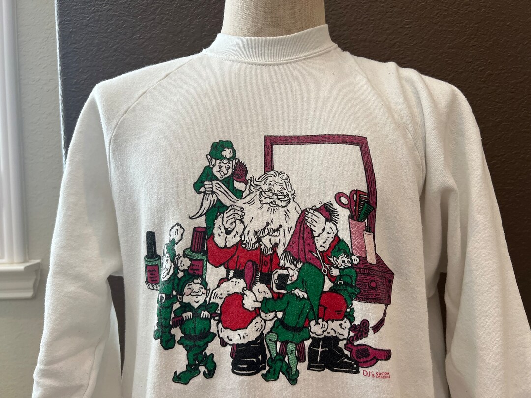 Vintage 90's Santa Clause and His Elves Christmas Beauty Salon White ...
