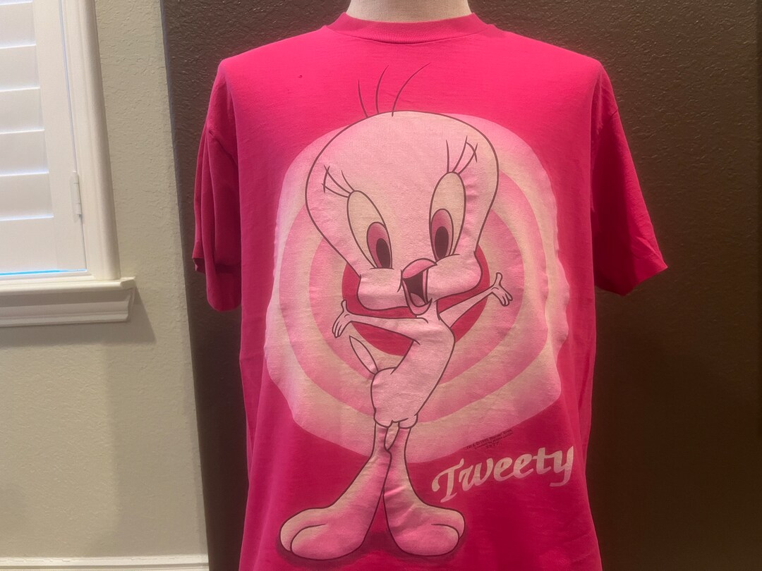 Vintage 90's Tweety Bird Looney Tunes Pink T Shirt Size XL - Etsy